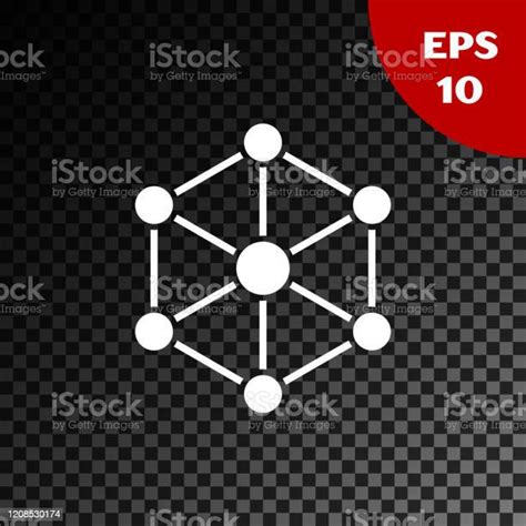 투명 한 어두운 배경에 격리 된 화이트 블록 체인 기술 아이콘 암호 화폐 데이터 추상 기하학적 인 블록 체인 네트워크 기술 사업 벡터 일러스트레이션 개념에 대한 스톡 벡터