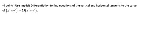 Solved 4 Points Use Implicit Differentiation To Find