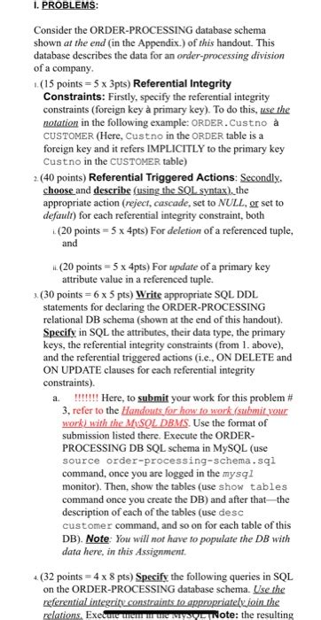 Solved 1 Problems Consider The Order Processing Database