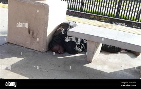 Los Angeles California Usa 26th March 2024 Homeless Man Passed Out At