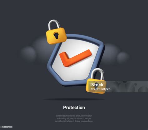 Data Protection Concept 3d Render Shield With Padlock Total Trasnaction Privacy Good Password