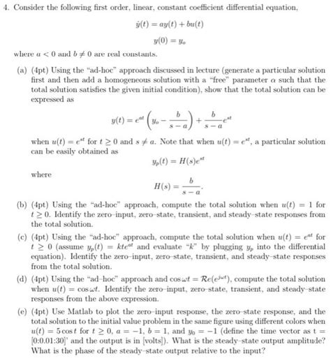 Solved Consider The Following First Order Linear Chegg
