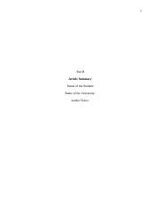 Part B Article Summarydocx 1 Part B Article Summary Name Of The