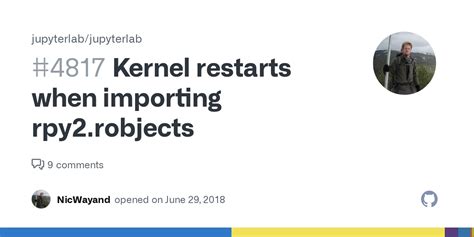 Kernel Restarts When Importing Rpy2robjects · Issue 4817 · Jupyterlabjupyterlab · Github