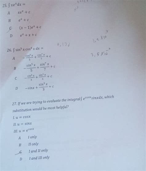 Solved 25 Xe Dx A Xex C B Ex C G X 1 Ex C D Chegg Com