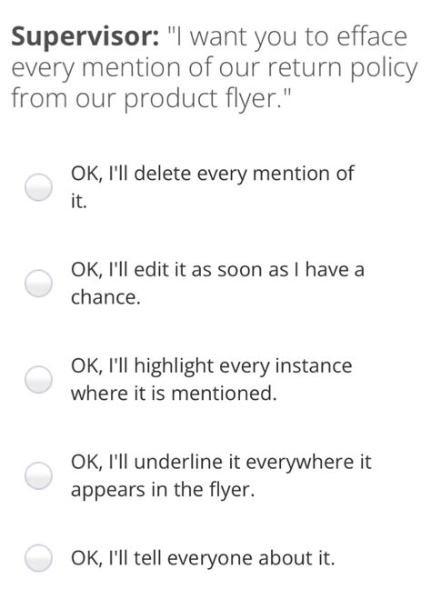 Solved Supervisor I Want You To Efface Every Mention Of Our Return