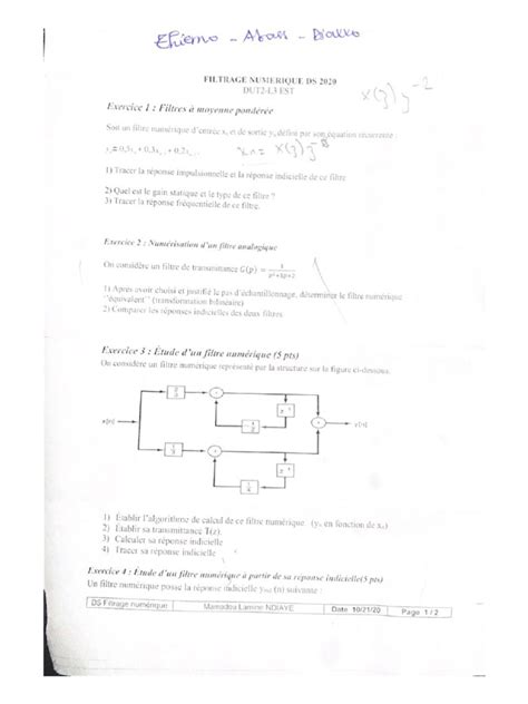Filtrage Numerique Pdf