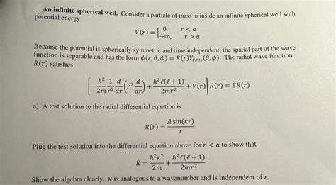 solved an infinite spherical well consider a particle of