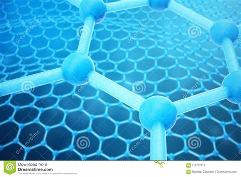 3d Rendering Abstract Nanotechnology Hexagonal Geometric Form Close Up Graphene Atomic