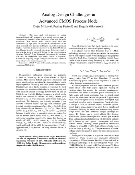 Pdf Analog Design Challenges In Advanced Cmos Process Node