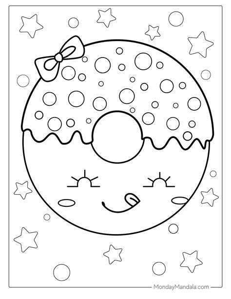 Kawaii Donut Coloring Pages