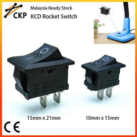 Kcd1 Rocker Switch 10 15mm 15 21mm Mini Push Button Switch On Off On 2 Pins Shopee Malaysia