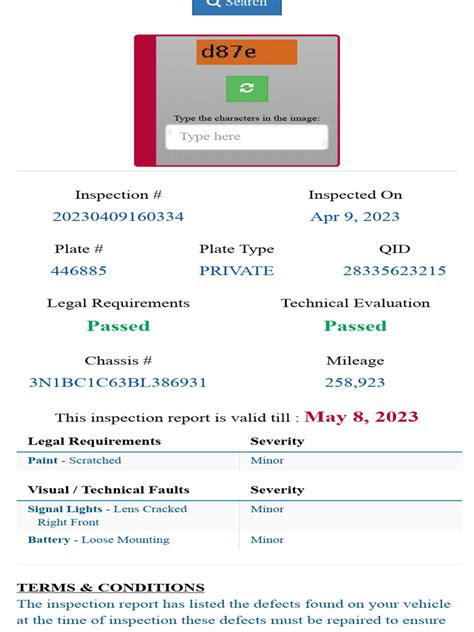 fahes vehicle inspection result pdf