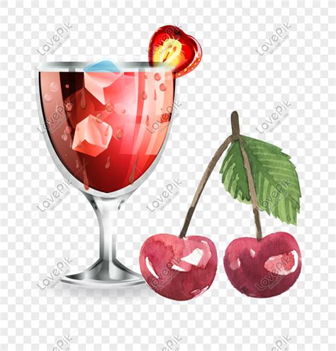 얼음 차가운 음료 소재 벡터 여름 체리 Png 일러스트 무료 다운로드 Lovepik