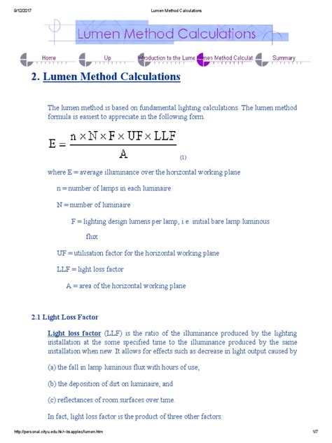 Lumen Method Calculations Pdf Lighting Natural Philosophy