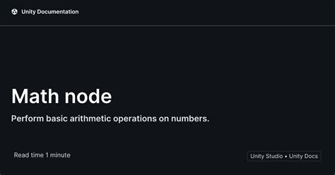 Math Node • Unity Studio • Unity Docs