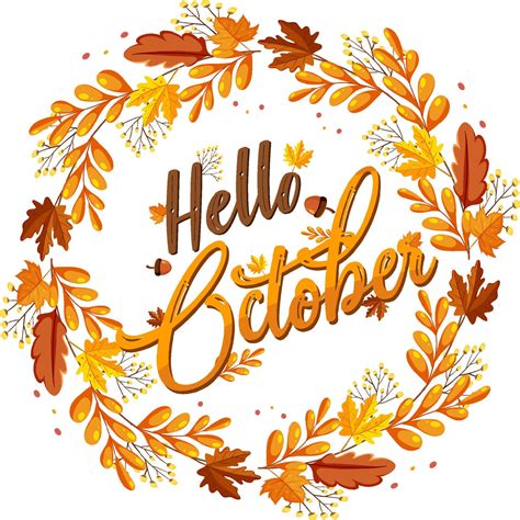 Hello October With Ornate Of Autumn Leaves Frame 4811731 Vector Art At