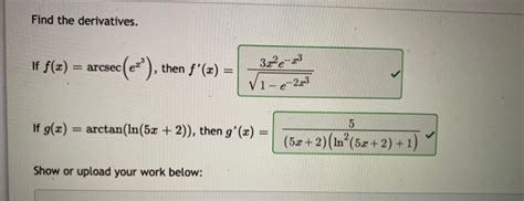 Solved Find The Derivatives Arcsec Sc Ex Then F X Chegg Com
