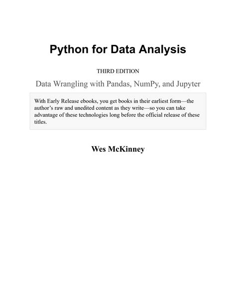 Solution Python For Data Analysis 3rd Edition Second Early Release By