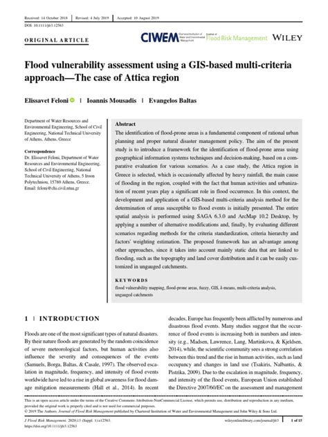 j flood risk management 2019 feloni flood vulnerability