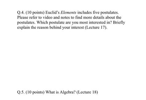 Q4 10 Points Euclids Elements Includes Five