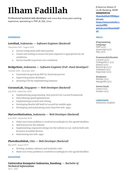 Cv And Portfolio Project Ilham Fadillah Pdf Web Application Unit