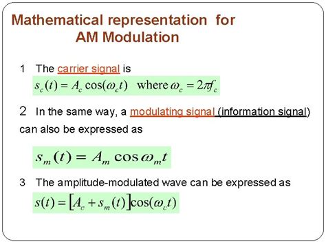 Amplitude Modulation Full AM Mathematical Representation