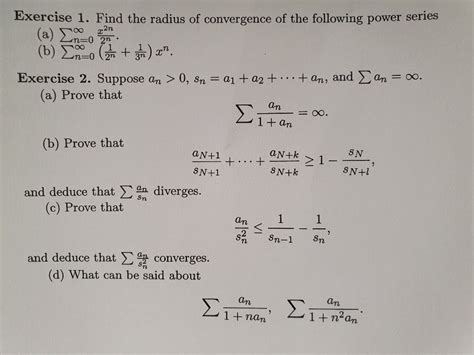 Solved Exercise Find The Radius Of Convergence Of The Chegg