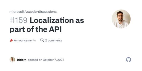 Localization As Part Of The Api · Microsoft Vscode Discussions · Discussion 159 · Github