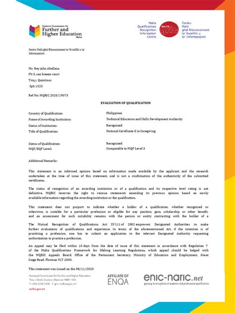 Final Qualification Statement Pdf