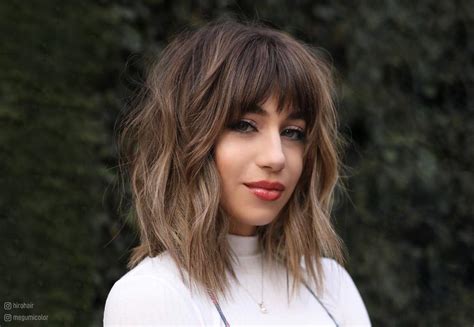 Long Wavy Layered Bob With Bangs