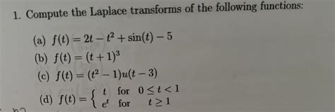 solved compute the laplace transforms of the following