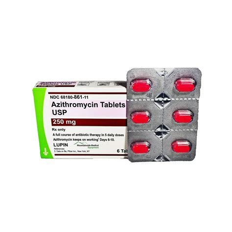 Azythromycin 250mg Tablets 6 Tablets Box Medviarx