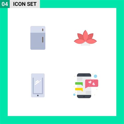 set of 4 vector flat icons on grid for appliances phone home india mobile editable vector design