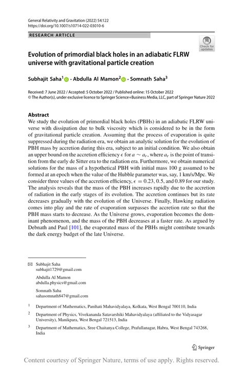 Evolution Of Primordial Black Holes In An Adiabatic Flrw Universe With