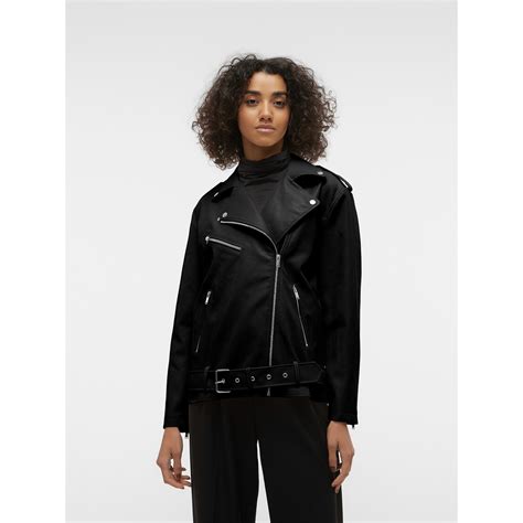 Vero Moda Womens Ramon Water Resistant Faux Leather Jacket Black