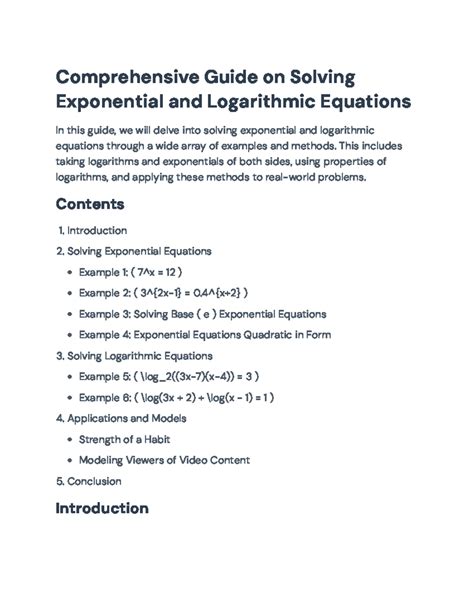 Comprehensive Guide To Solving Exponential And Logarithmic Equations
