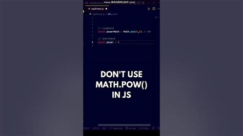 Dont Use Mathpow Method To Find The Power Of A Number In Javascript