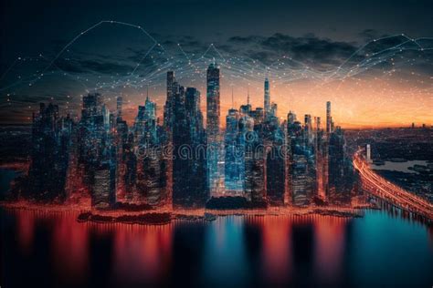 Futuristic Abstract City A Hub Of Technology And Progress Metaverse Cyber Concept Idea