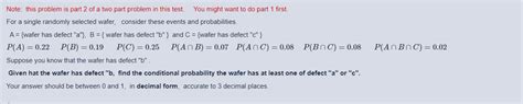 solved note this problem is part 1 of a two part problem in