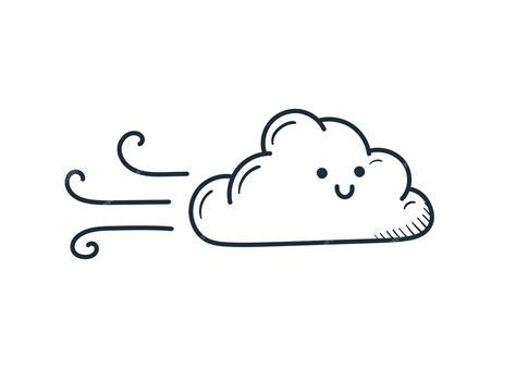 Cute Kawaii Rápido Nube Viento Doodle Estilo De Dibujos Animados