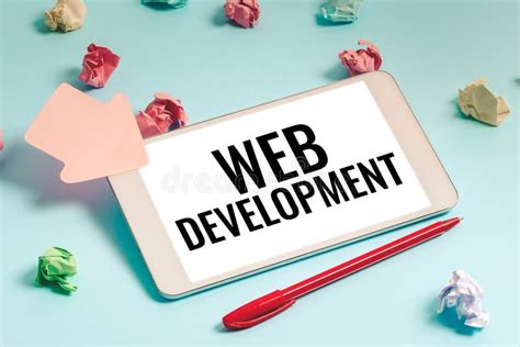 conceptual caption web development word written on work involved in developing a website for