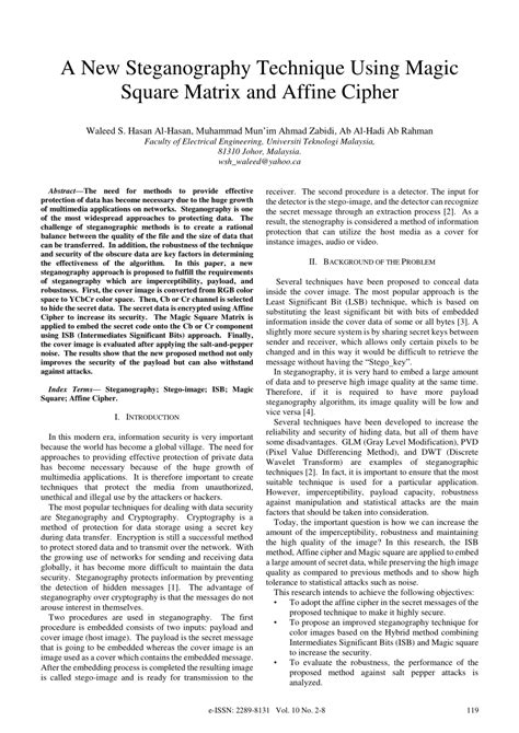 Pdf A New Steganography Technique Using Magic Square Matrix And
