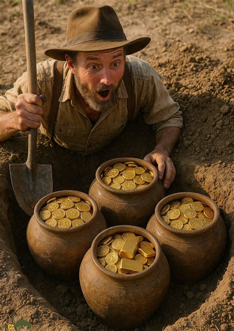 فیلمی باورنکردنی از مردی که به صورت اتفاقی در یک چاله کم عمق ۵ کوزه پر از طلا پیدا کرد