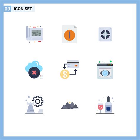 User Interface Pack Of 9 Basic Flat Colors Of Accounting Cancel Extractor Close Cloud Editable