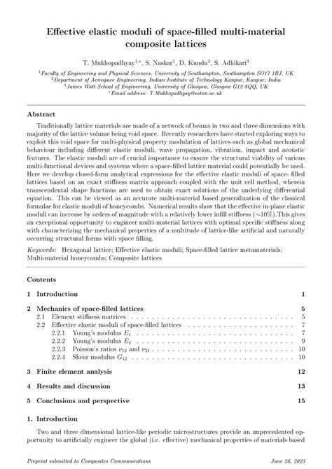 pdf effective elastic moduli of space filled multi material composite