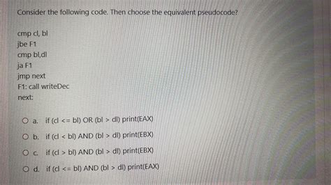 Solved Consider The Following Code Then Choose The Chegg Com
