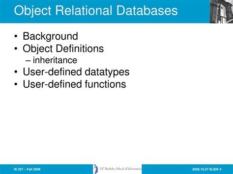Ppt Object Relational Databases And Or Extensions Powerpoint