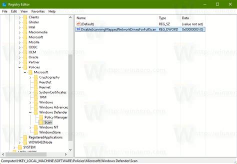 Enable Network Drive Scan With Windows Defender In Windows