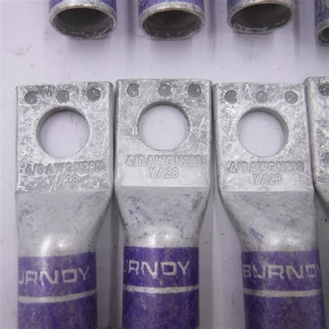 10 Pack Burndy Ya28 Hylug Copper Compression Lugs 40 Awg 1 Hole 12